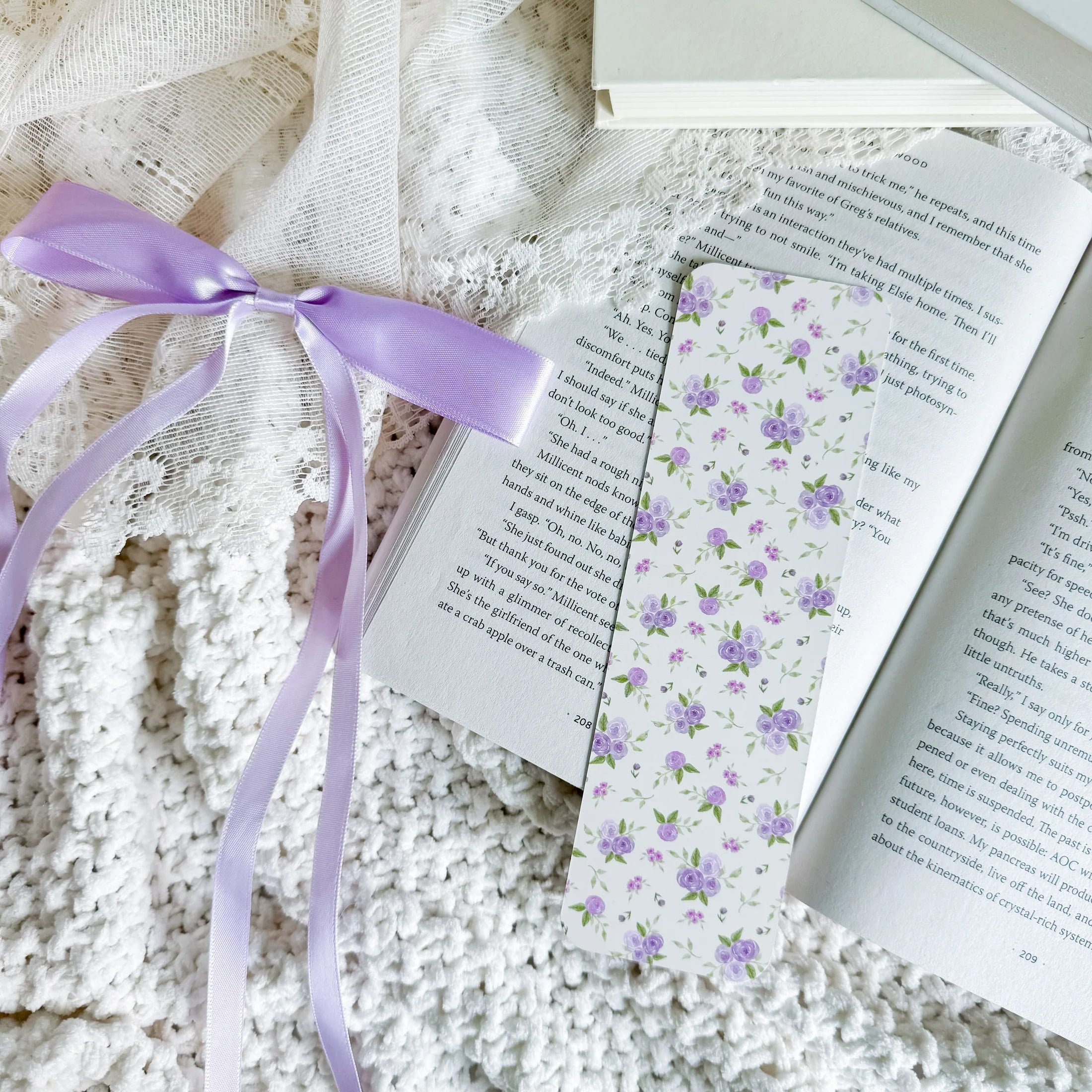 Dainty Lavender Roses / bookmark – Wildflower Fiction